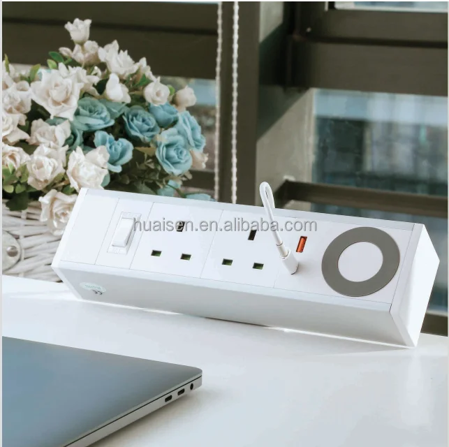 Universal Power Outlet Office Desk Edge Clamp on Mounted Tabletop ...