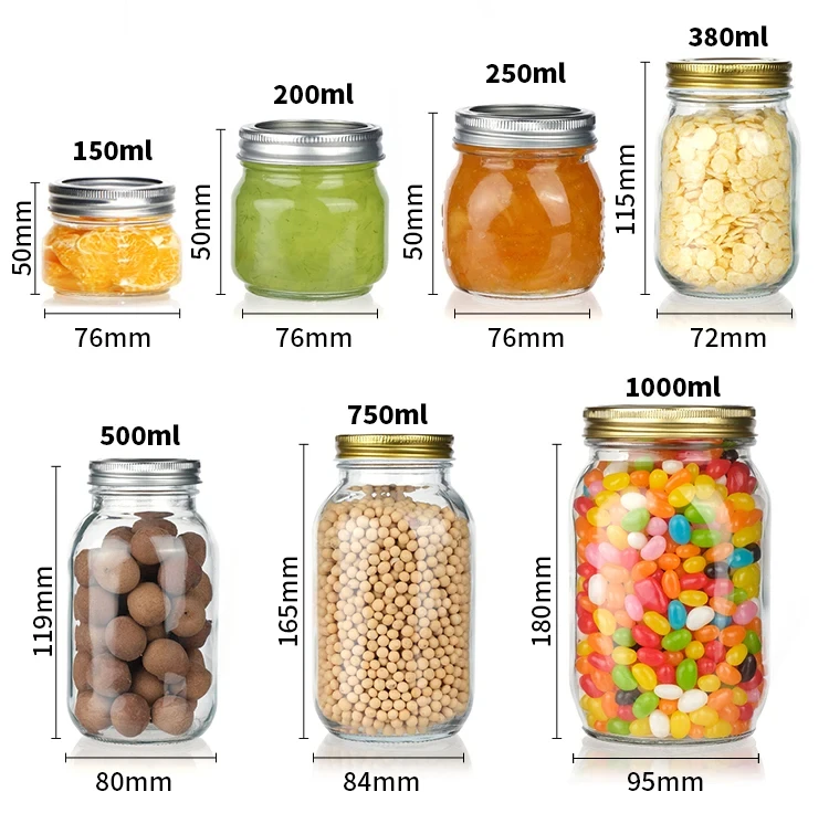Hot Sale 300ml 600ml 750ml 32oz Glass Storage Recyclable Jar Mason Jar ...