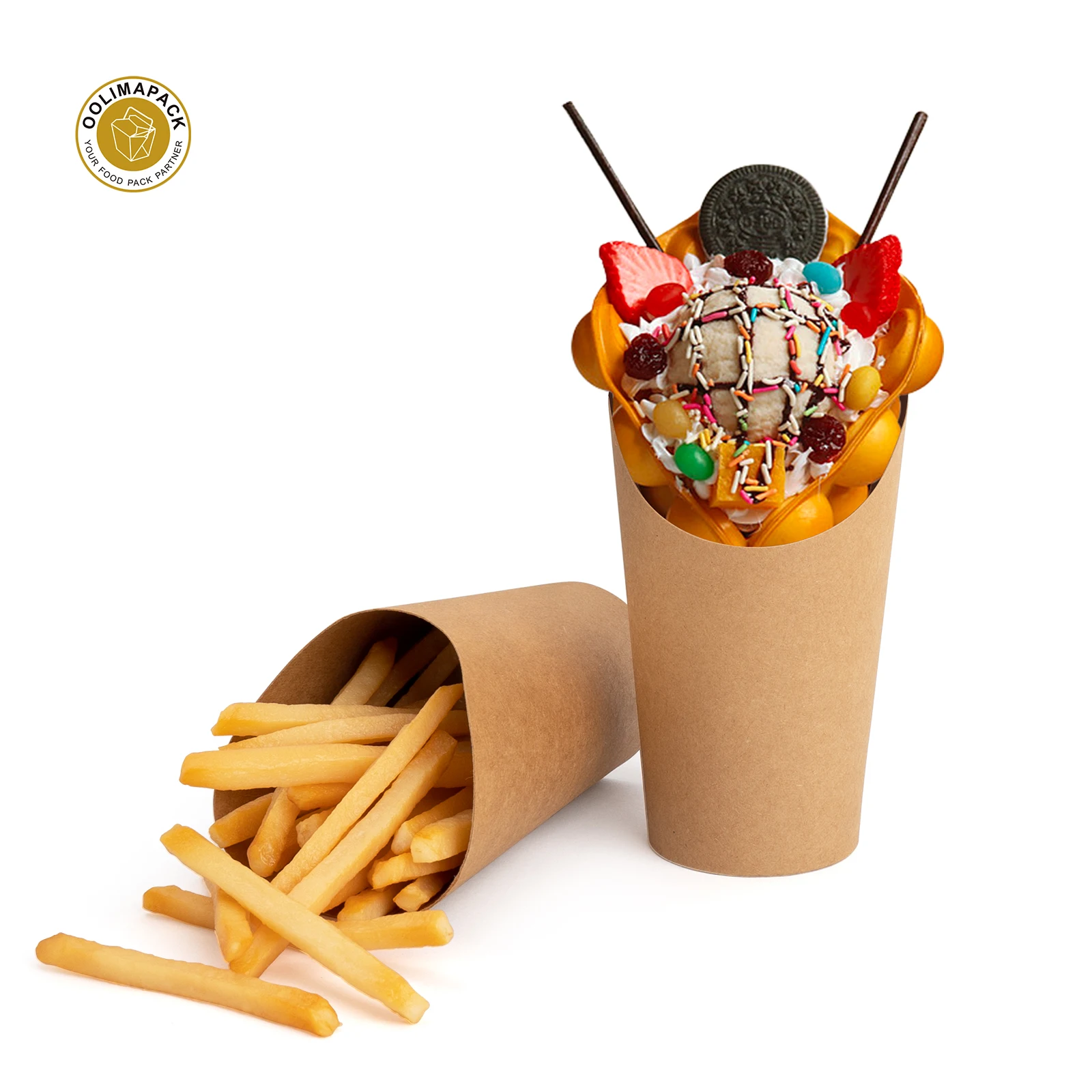 OOLIMA Custom Printed Logo French Fries Cup for French Fries Crepe ...