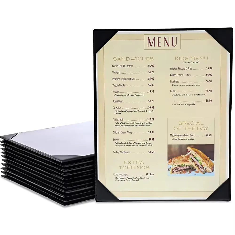 Pu Leather Restaurant Menu Holders Upscale Hotel Cafe Menu Covers Menu ...
