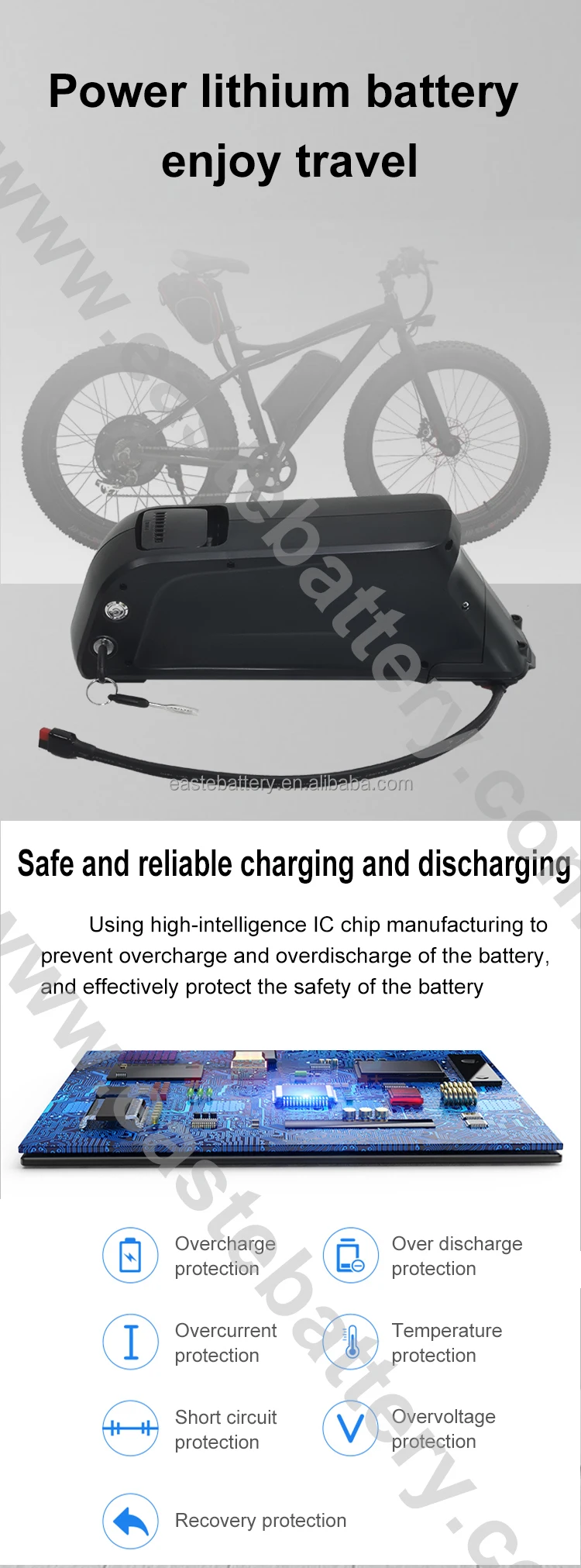 Dolphin Ebike 48v 14ah Lithium Ion Batteries For 750w 1000w 11.6ah 13 ...