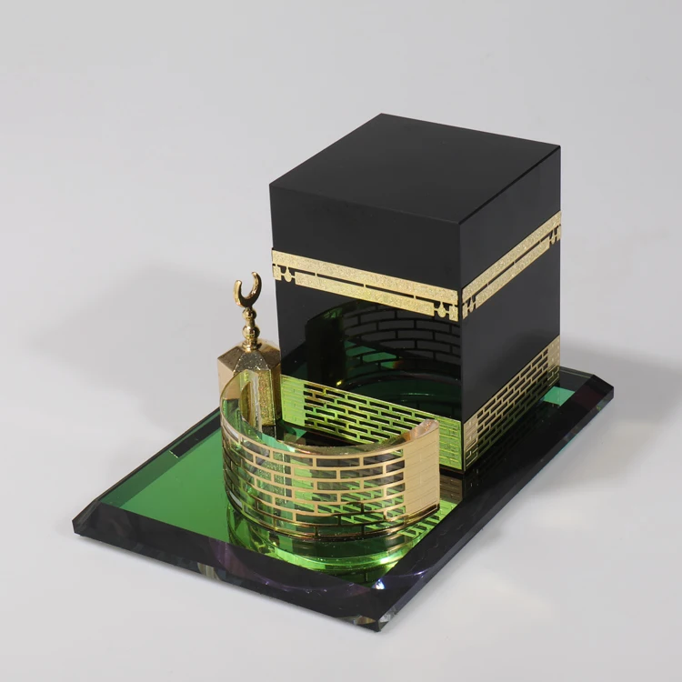 Kaaba Makkah Crystal Gold Glass Ornament - Islamic Gift for Home Décor ...
