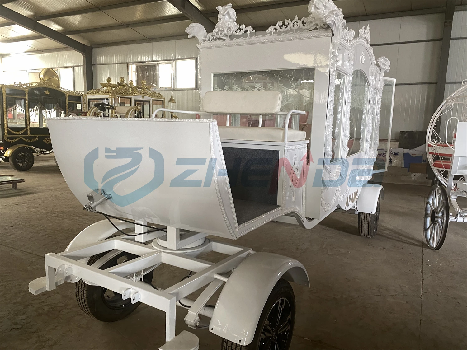 Simple White Holy Horse Hearse - Classic Funeral Car