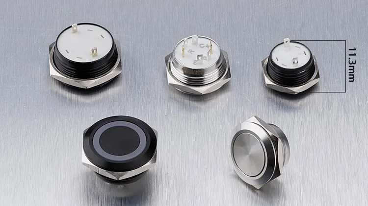 Black Shell Universal Car Engine Start Stop 25mm Momentary 12v Blue Led ...