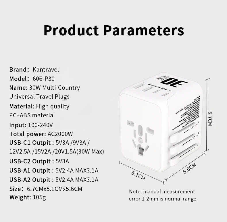 Universal High Power Travel Adapter International Plug Worldwide Us Aus ...