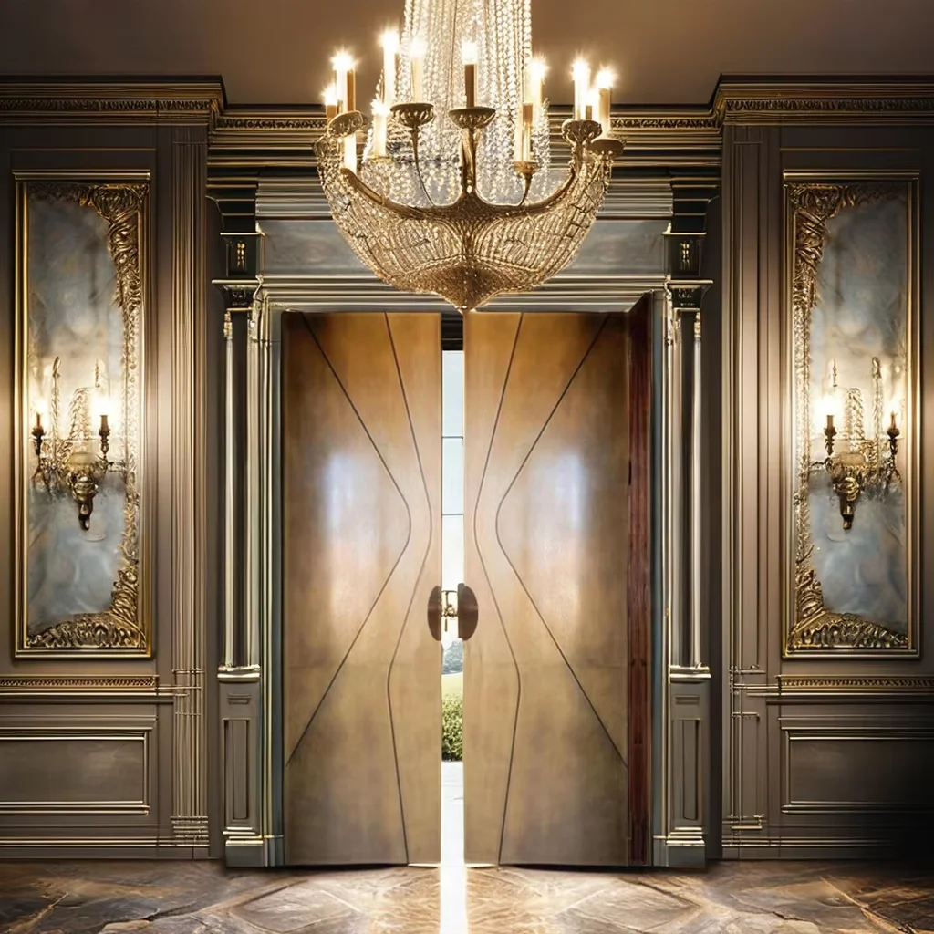 Luxury Modern Double Entry Main Door for Villas Interior Bronze Polymer ...