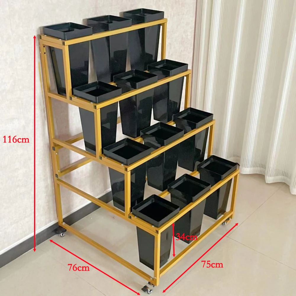 Custom Design 4 Tier Plant Stand Floor Flower Style for Shop Golden ...