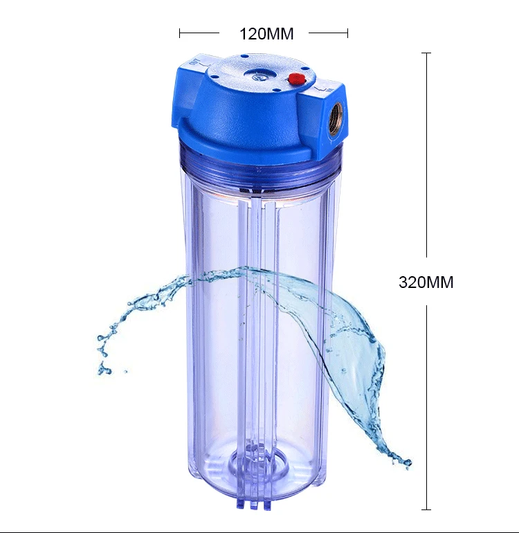 10'' Blue Transparent PP Plastic Activated Carbon Water Filter Housing ...