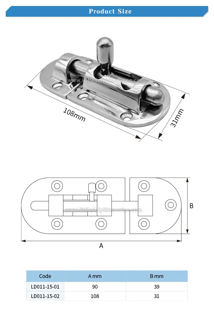 Little Dolphin 316 Stainless Steel Marine Boat Door Window Lock Latch ...