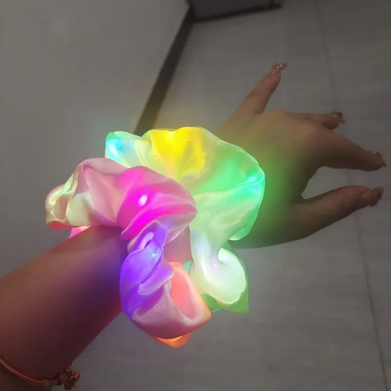 Unique LED illuminate glow rainbow hair bands girls big rope hairhabd ...