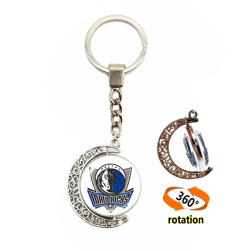 Nba Team Alloy Emblem Keychain Time Gem Crescent Pendant Double-sided ...