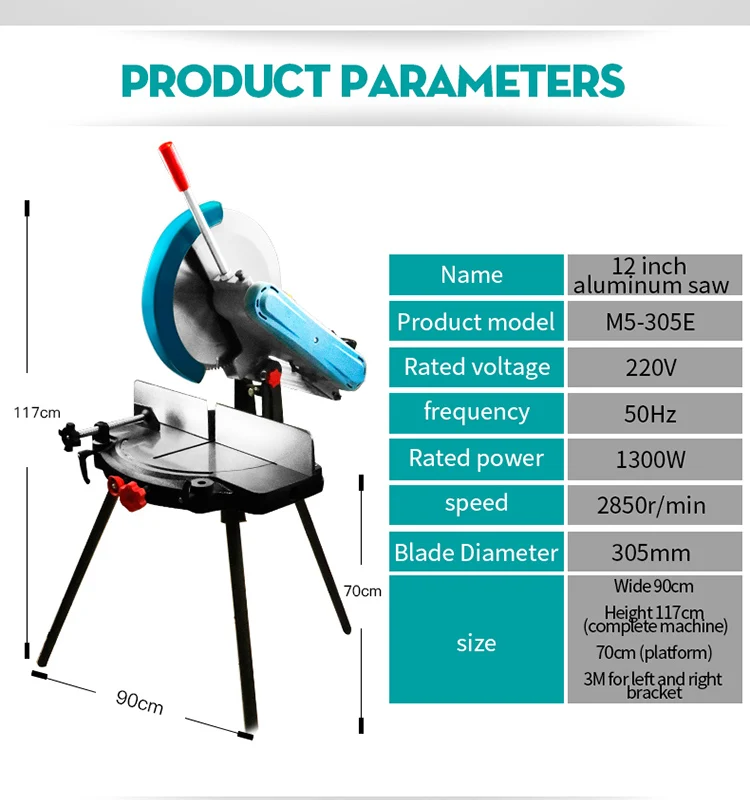 Model M5-305E Professional High Precision 12 Inch Miter Saw for Aluminum