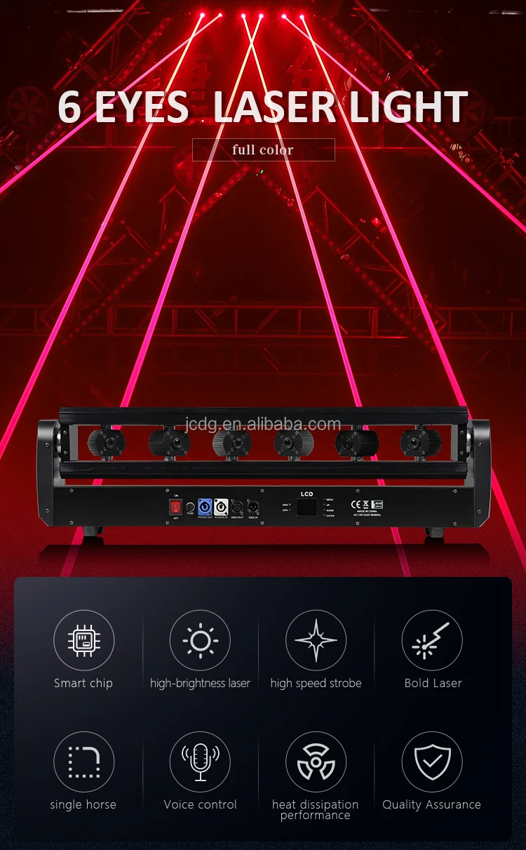 6 Eyes 300mw Red Laser Light & 6pcs 500mw RGB DMX Moving Head Laser ...