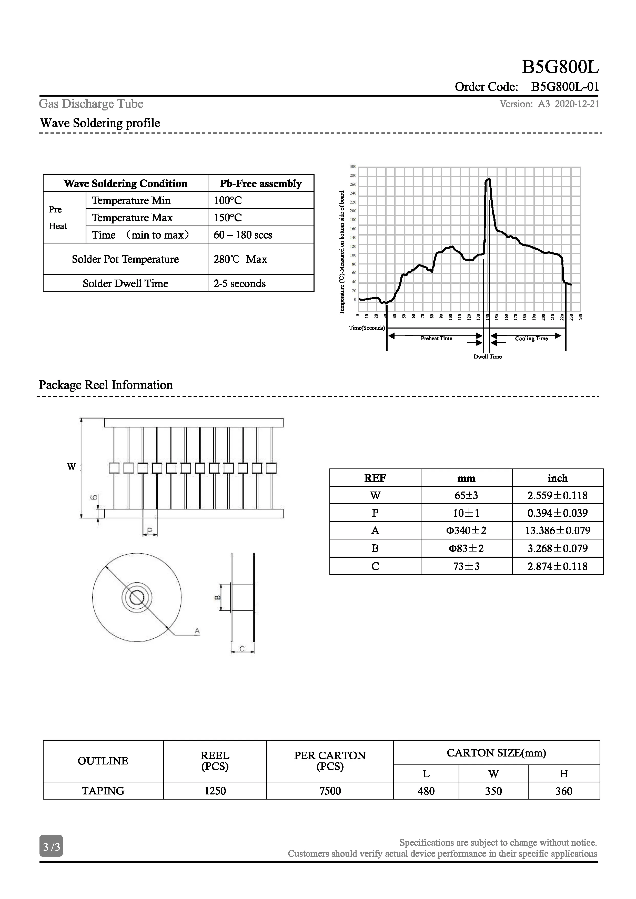 Gdt Gas Discharge Tube B5g800l Dip High Current Handling Capability ...