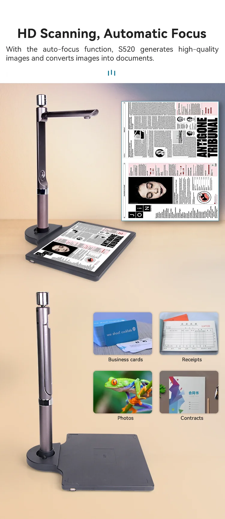 Eloam Slim design High Speed Portable HD document scanner for office ...