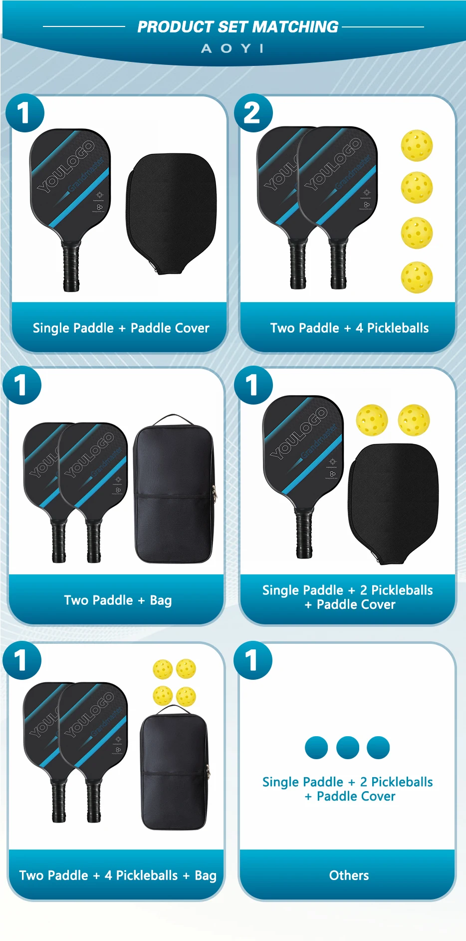 Professional Fiberglass Surface Pickleball Paddle Set