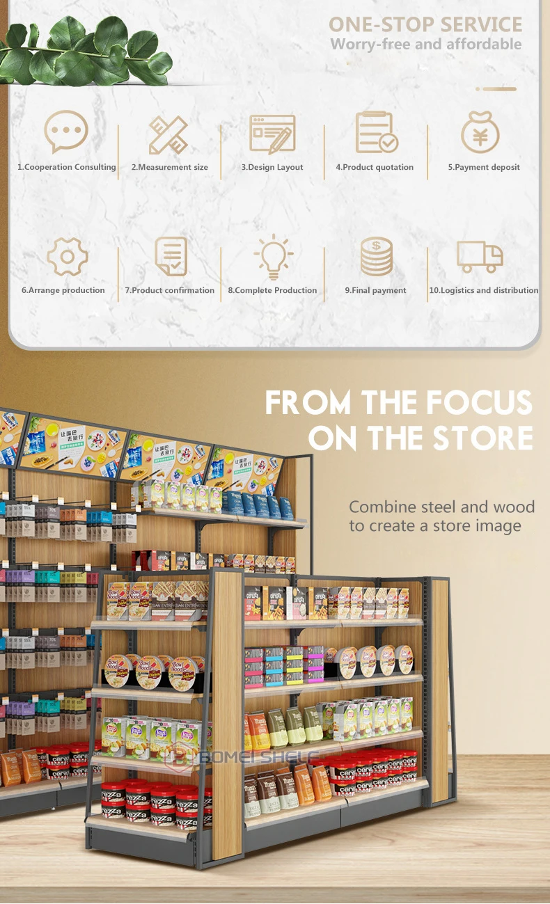 Adjustable Disassembled Convenience Store Supermarket Gondola Shelving ...