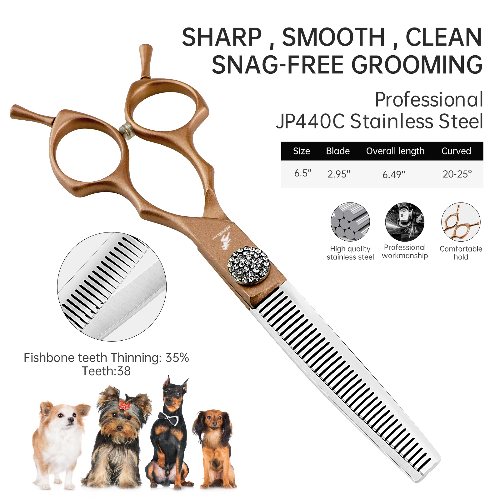 6.5inch Japan 440c Curved Fishbone/Dense Scissors Paint Shaped Scissors ...