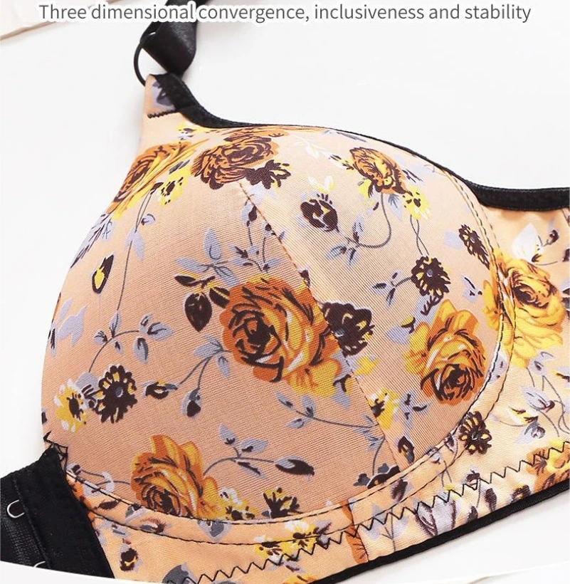 Family Outdoor Women's Bra Printed Front Buckle Anti-sagging Large Size ...