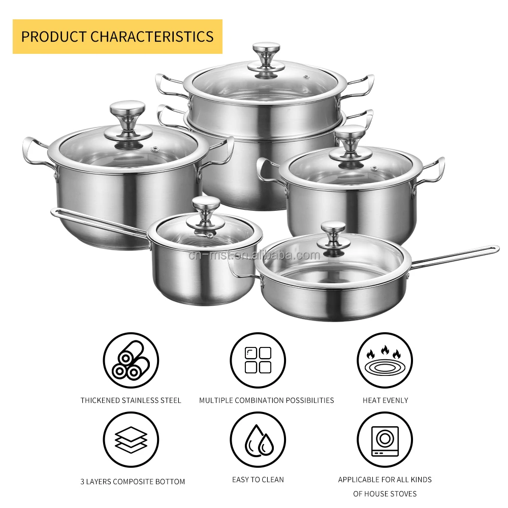 Factory Kitchen Pot Set Stainless Steel Cooking Steamer Pot German ...