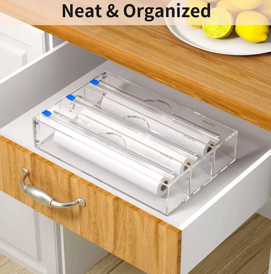 Acrylic Wrap Dispenser with Slide Cutter & Labels - ELM