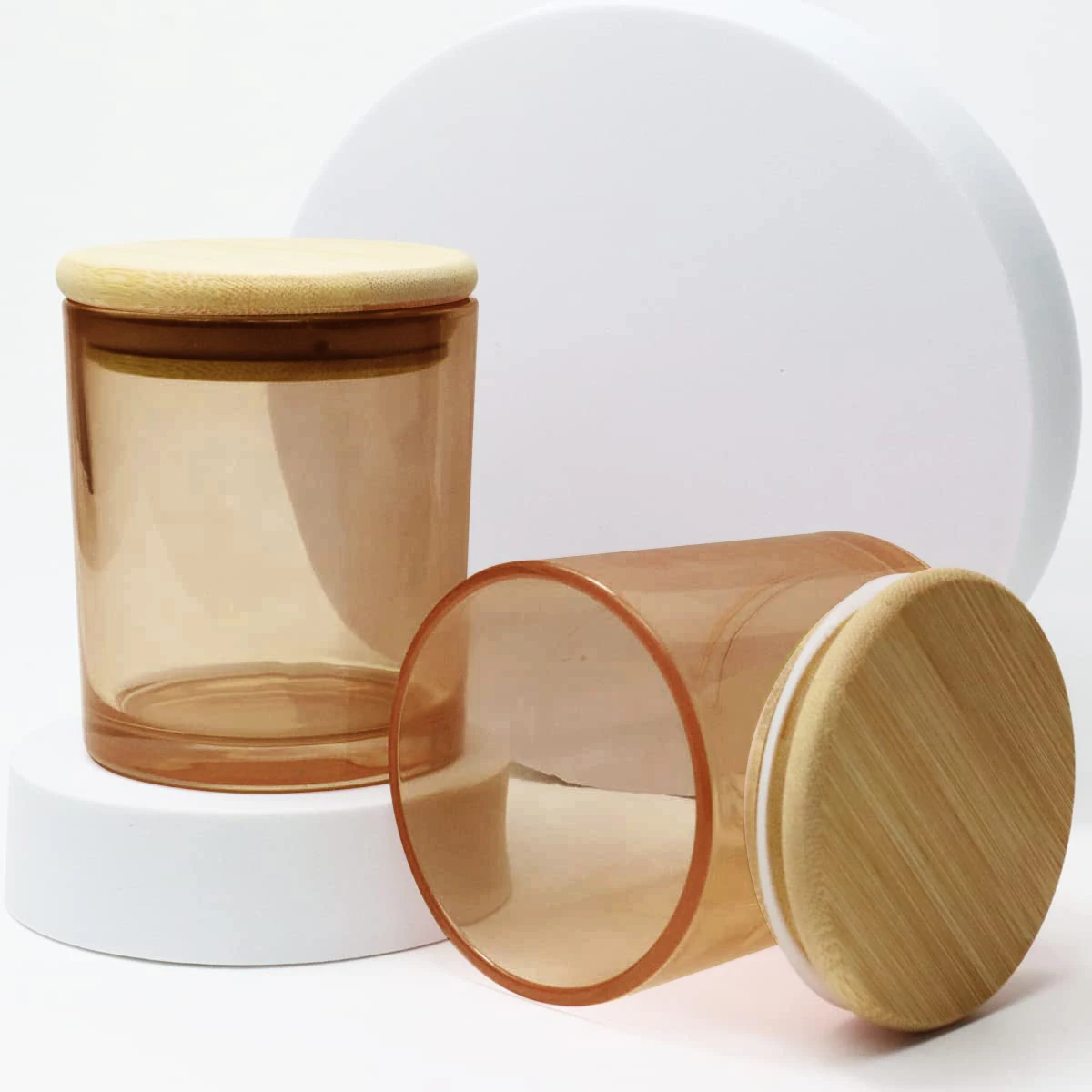 300ml Frosted White Glass Candle Jar With Wood Lid 10oz Frosted White ...