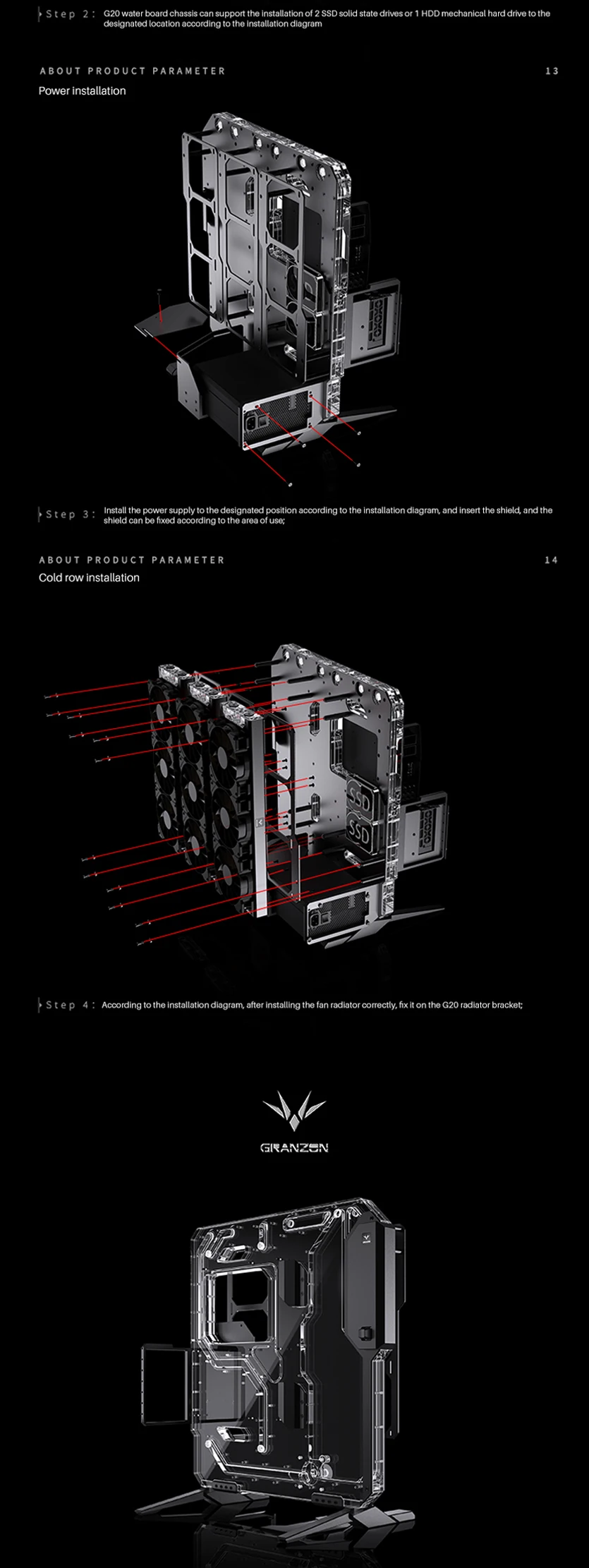 Granzon G20 Open Frame Distro Plate Case for E-ATX Motherboard
