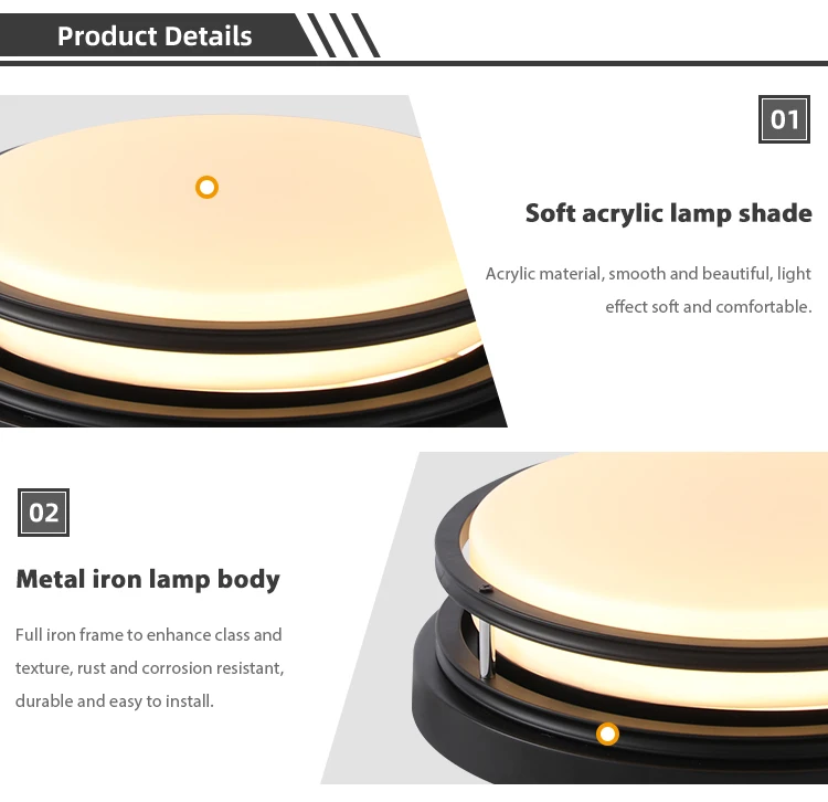 American Style Simple Round Shape Ceiling Lamps 3cct Dimmable Led Flush ...