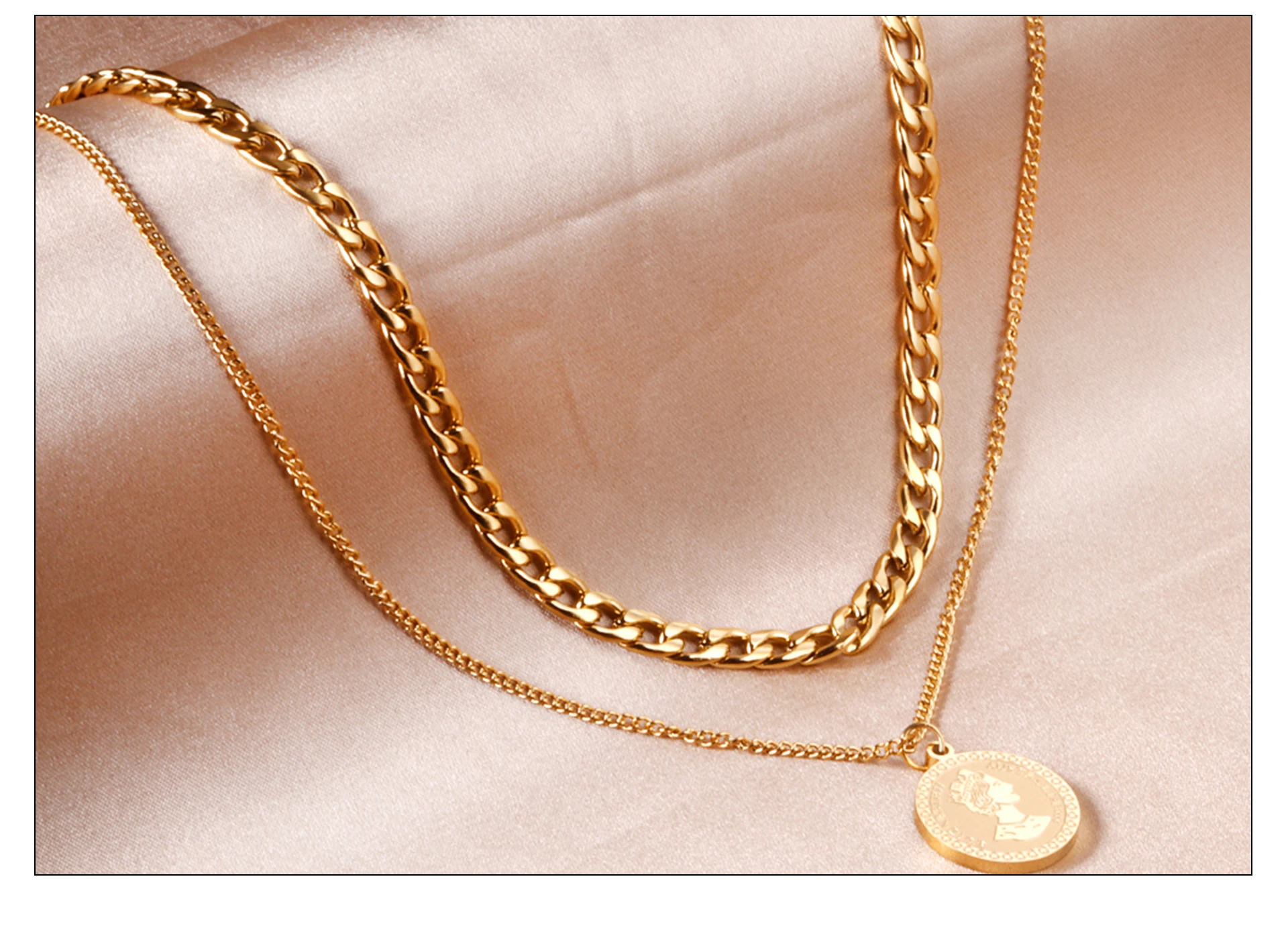 Fashion Queen Elizabeth Coin Pendant Stainless Steel Vintage Clavicle ...