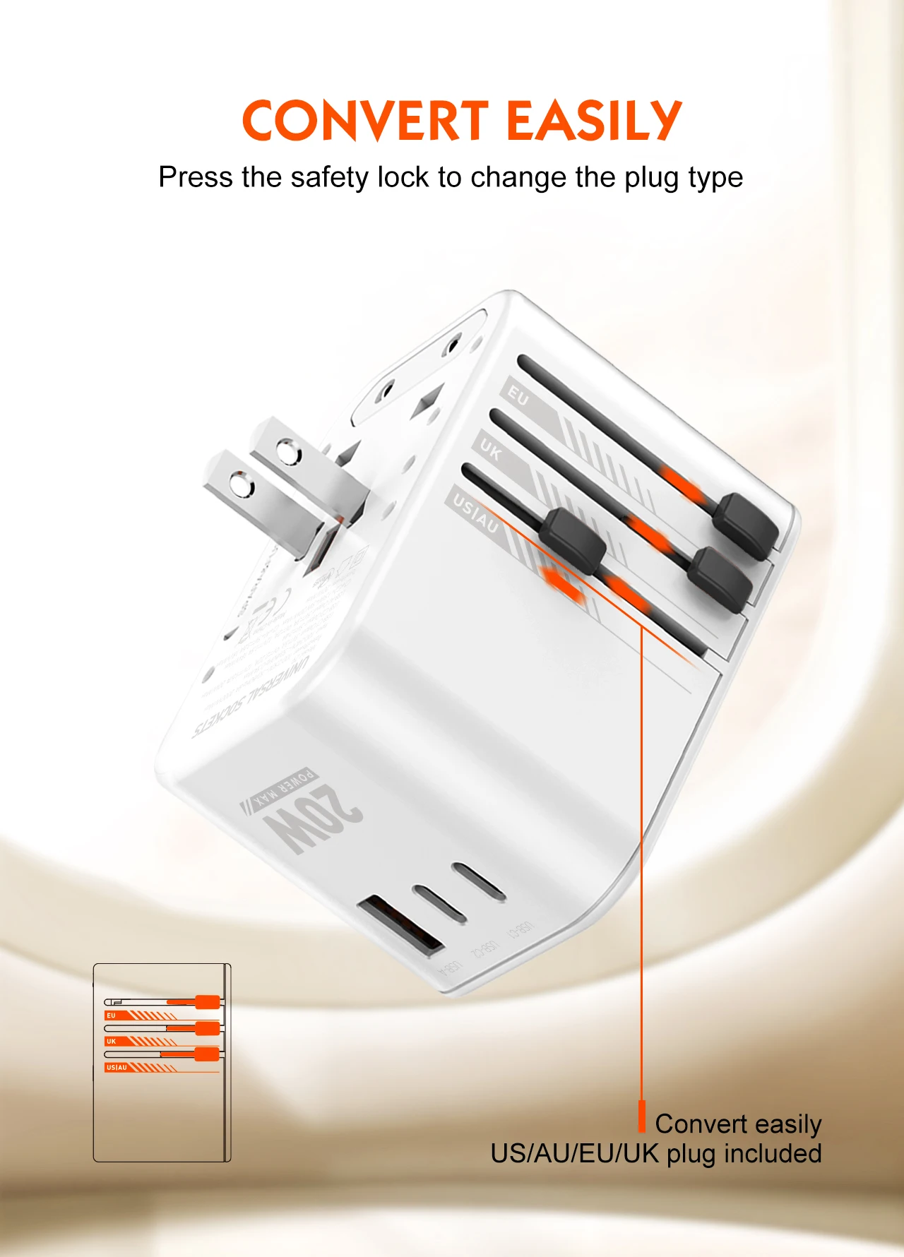 LDNIO Z9 Universal Travel Adapter - Fast Charger with USB