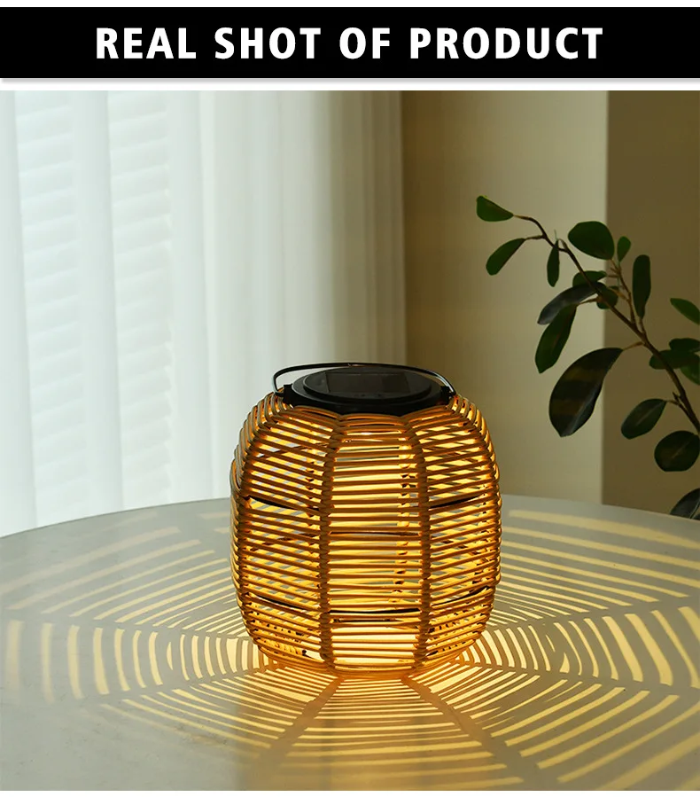 Hanging Solar Lantern for Outdoor Patio Decor - Waterproof Rattan Light