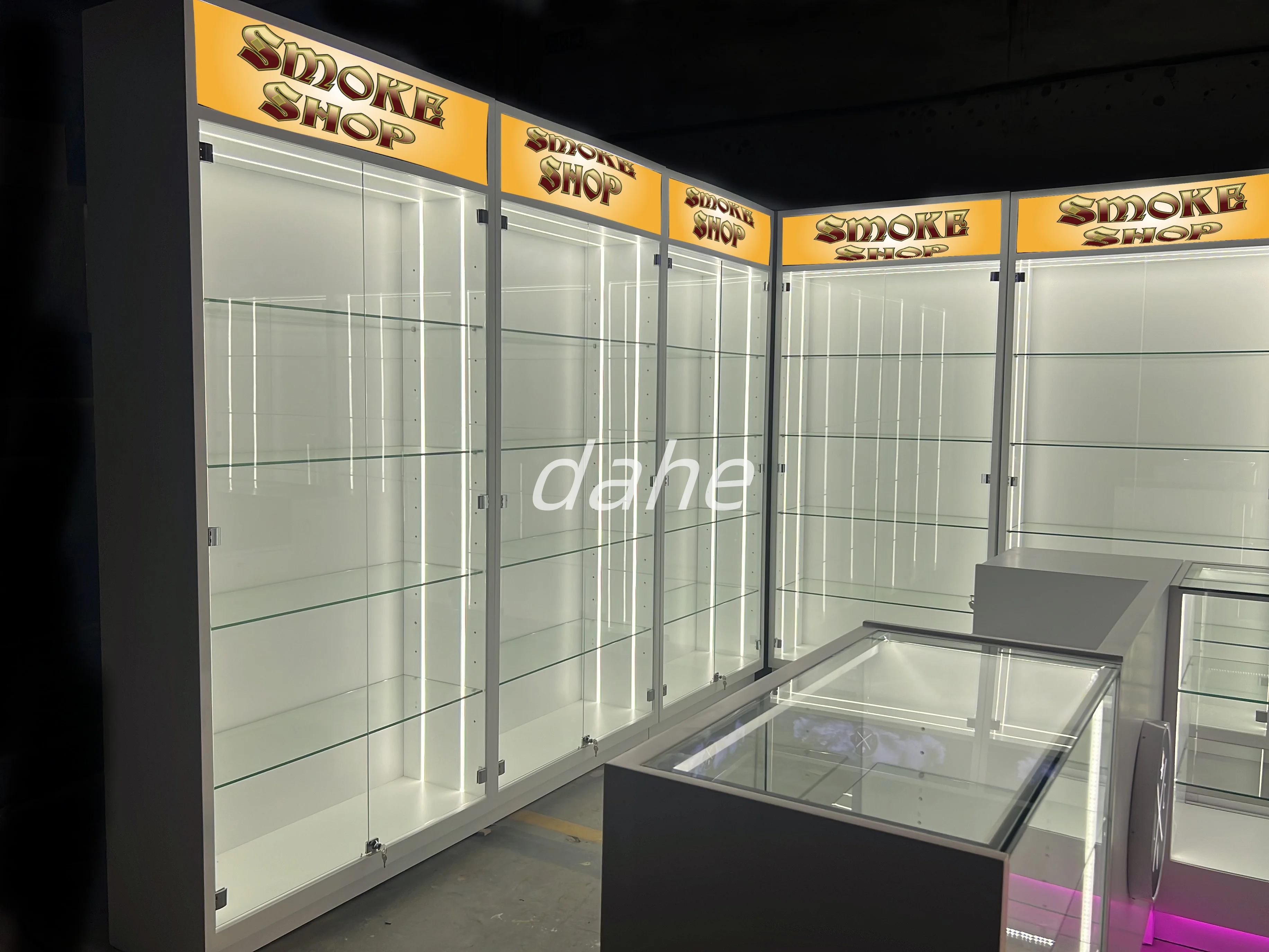 Minimalist Style Tobacco Display Cases Smoke Shop Wholesale Glass ...