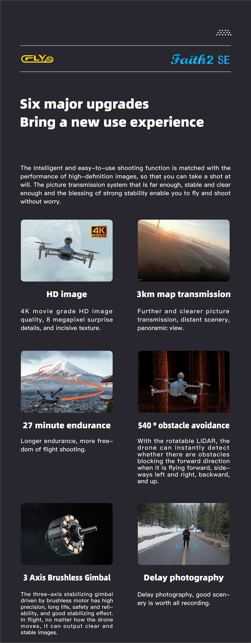 C-fly Faith 2 SE 3km Dual 4K Camera HD Drones Brushless GPS