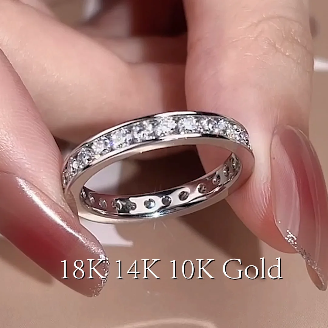 Messi Jewelry Msr-1160 18k White Gold Wedding Band Full Eternity Ring ...