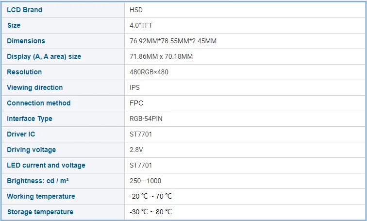 Square 4 Inch 480P TFT RGB Touch Screen Module Panel Display