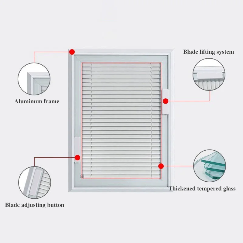 Electric Magnetic Control Single Glass Louver Curtain With Tempered ...