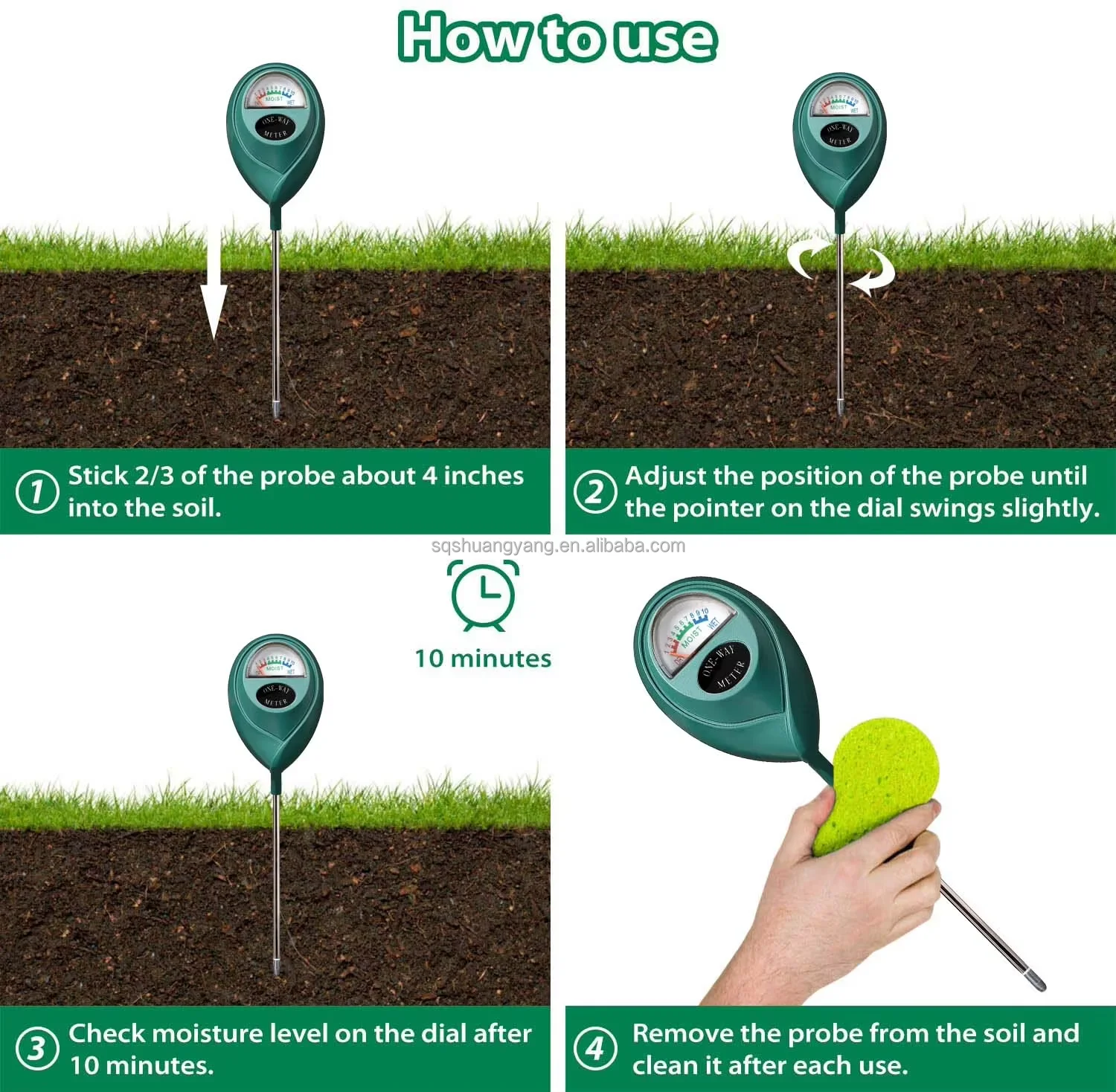 Customizable Green Color Single Sensor Soil Moisture Meter with Plastic ...
