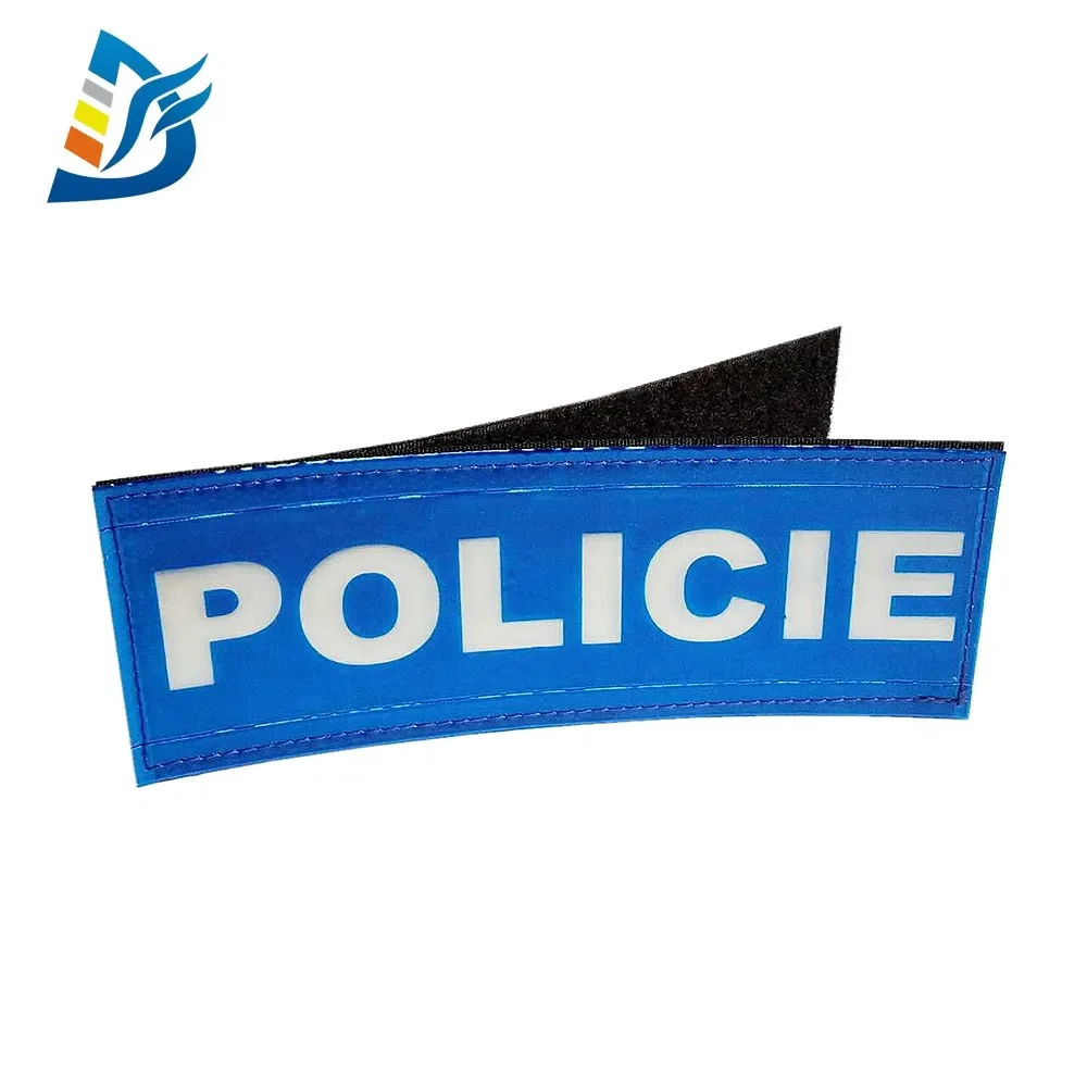 Reflective High Visibility Cloth Vest Custom Logo Pvc Vinyl Reflective Blue Security Badge Label ...