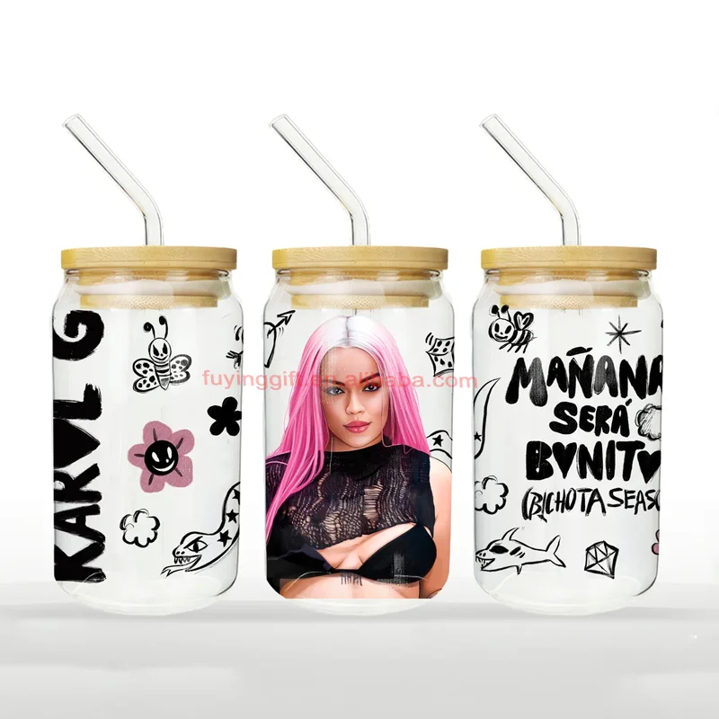 2023 Newest Karol G Devil Angel Manana Sera Bonito Bichota Season 16oz Libbey Glass Cups Uv Dtf ...