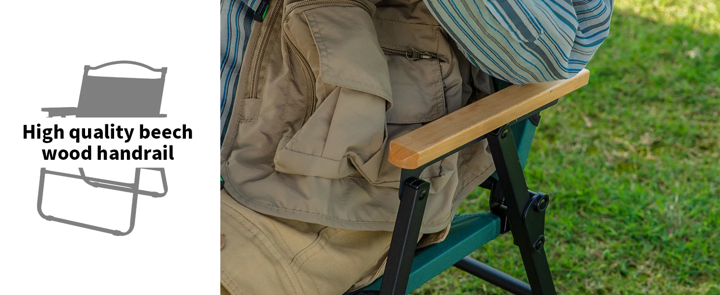 SeeMore Portable Kermit Chair Beach Wood Armrest Metal Frame Travel ...