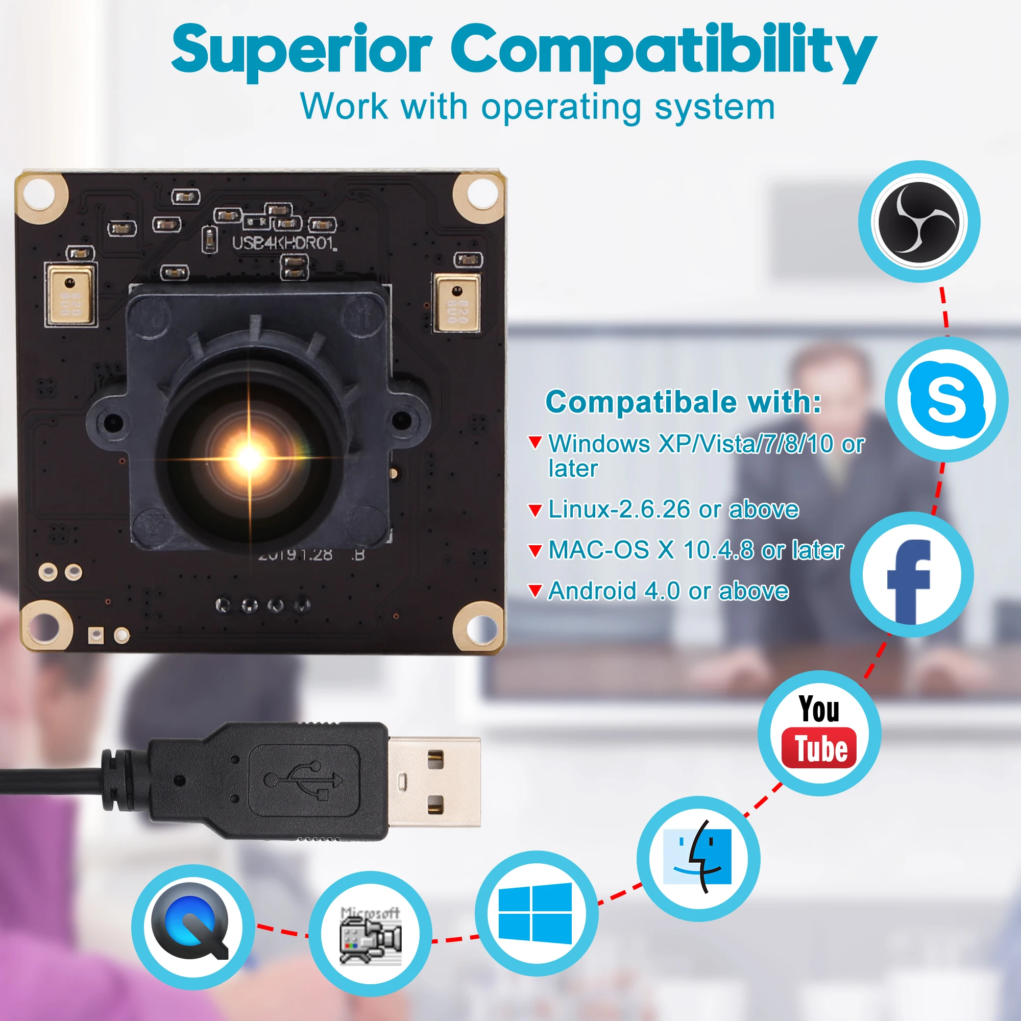 ELP 4K USB 카메라 모듈 울트라 HD 광각 170 도 어안 렌즈 고속 30fps IMX415 카메라| Alibaba.com