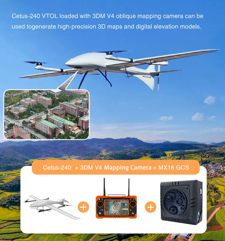 Cetus-240 Long Endurance/range Composite Material Fixed Wing Vtol Uav Drone Frame For ...