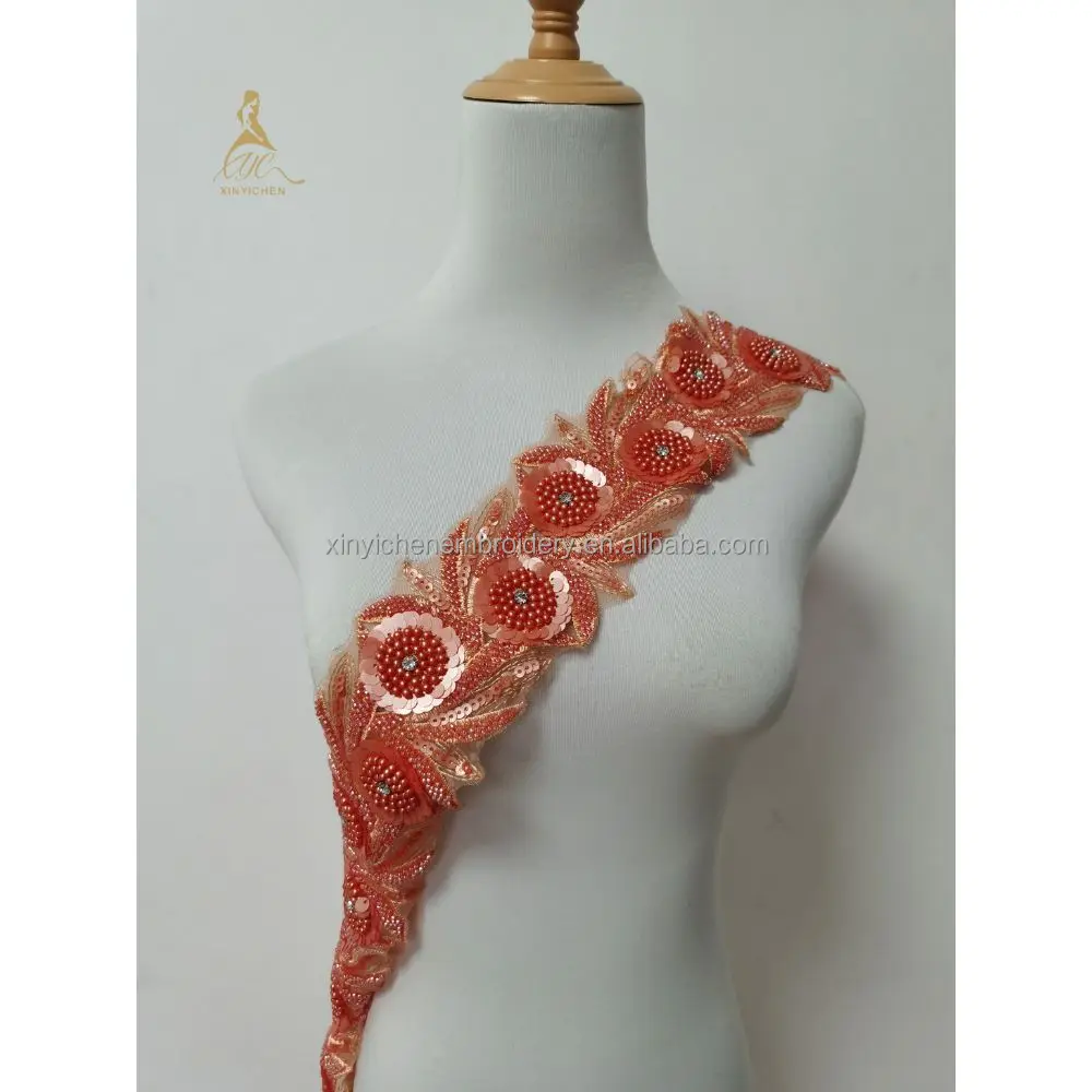 Wholesale Beaded Colorful Lace Trim Polyester Bead Floral Lace ...