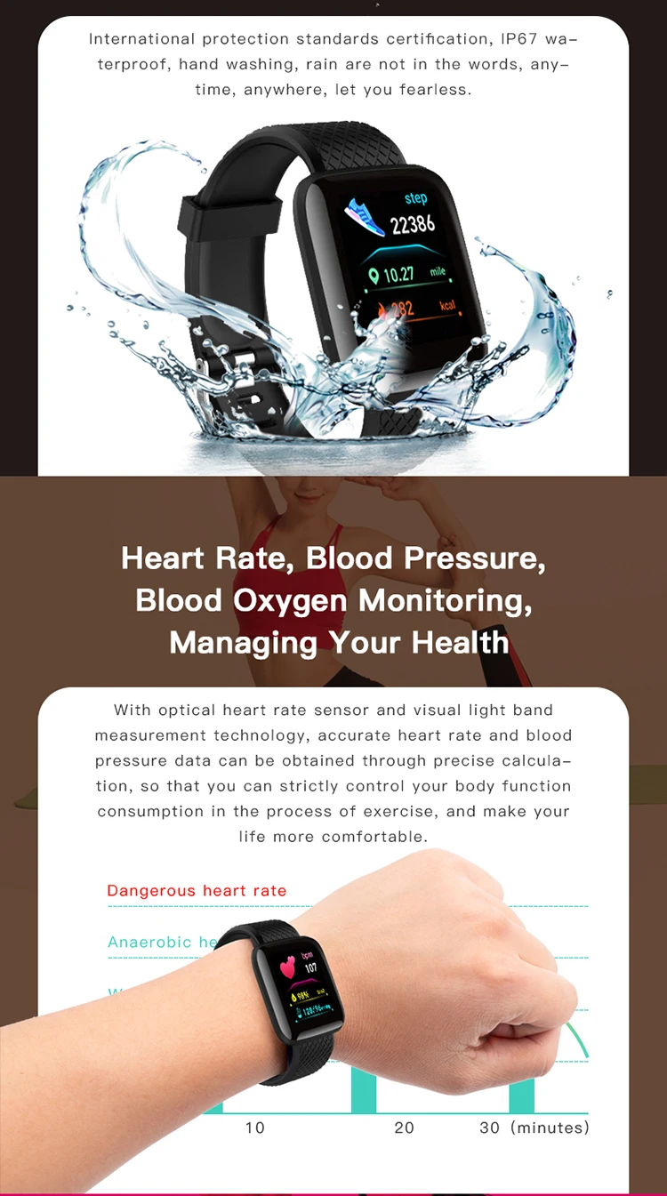 2022 Smart Watch Ip 67 116plus Y68 D20 Fitness Reloj Intelligent Health ...