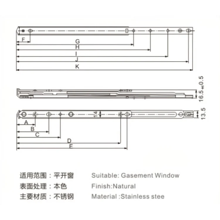 European Groove Hardware Window Friction Stay Hinge Telescopic Top Hung ...