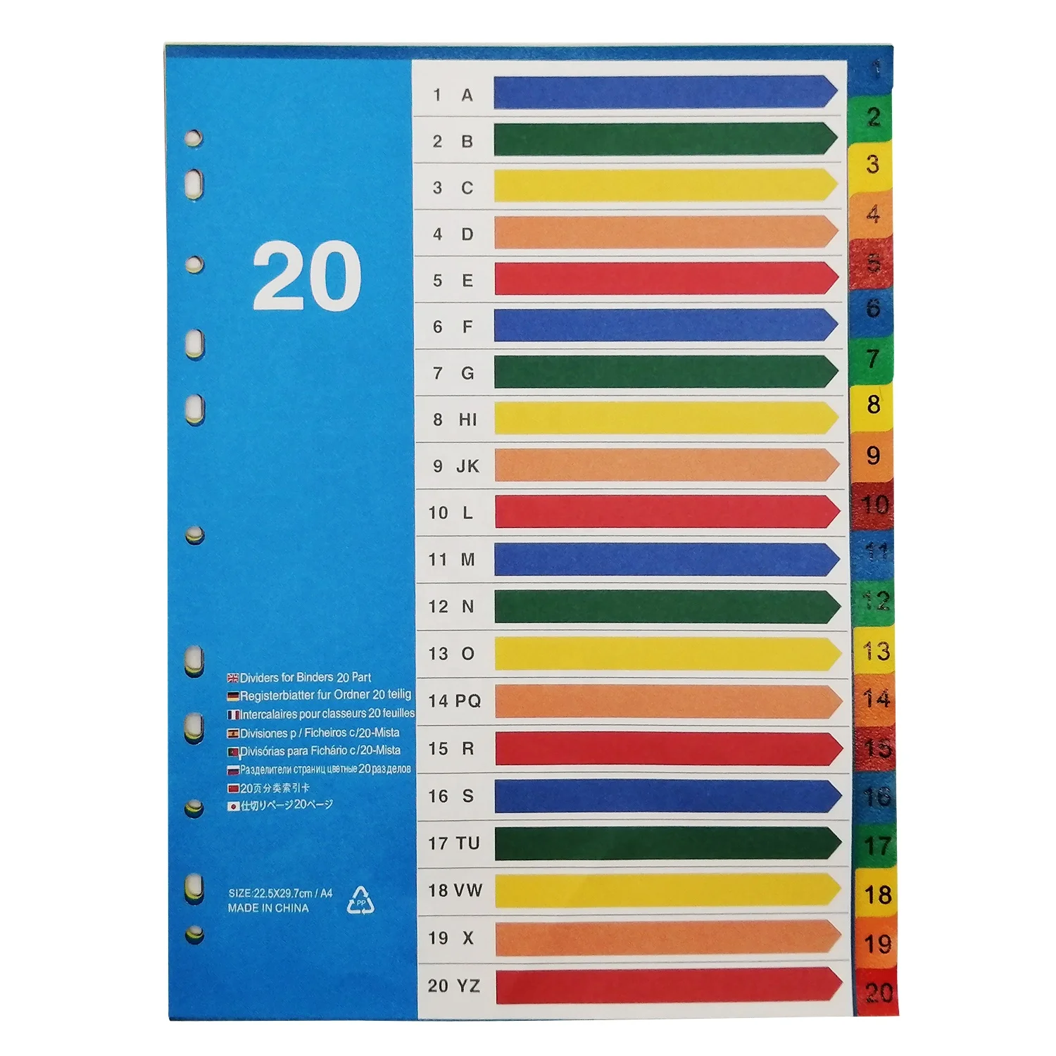 Wholesale Customer Logo Rainbow Colored File Dividers
