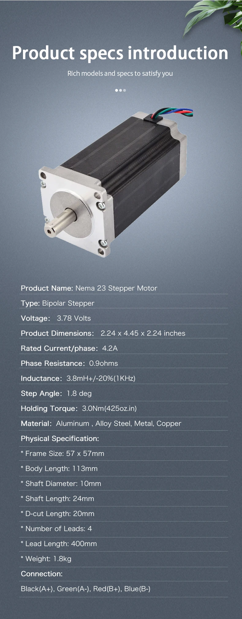 Moteur Motor De Passo Step Steper Motor Two-phase High Torque Nema 23 ...