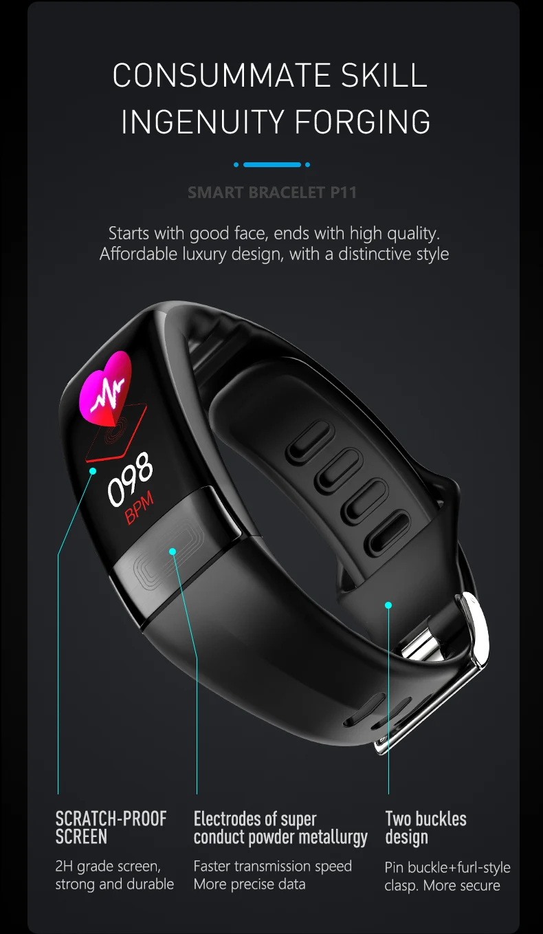 P11 Smart Band - ECG and HRV Monitoring for Ios & Android