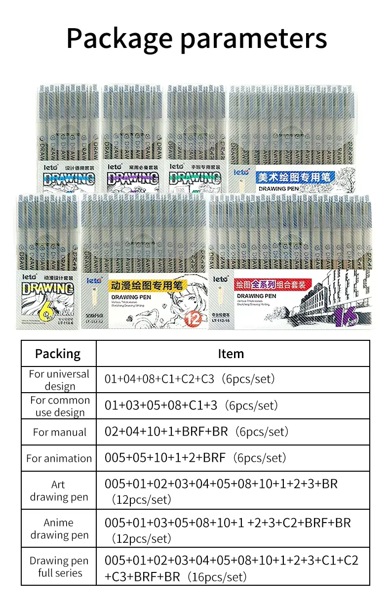 Drawing Pen 16-Piece Micro Fineliner Pens Set Ultra-Fine Needle Points ...