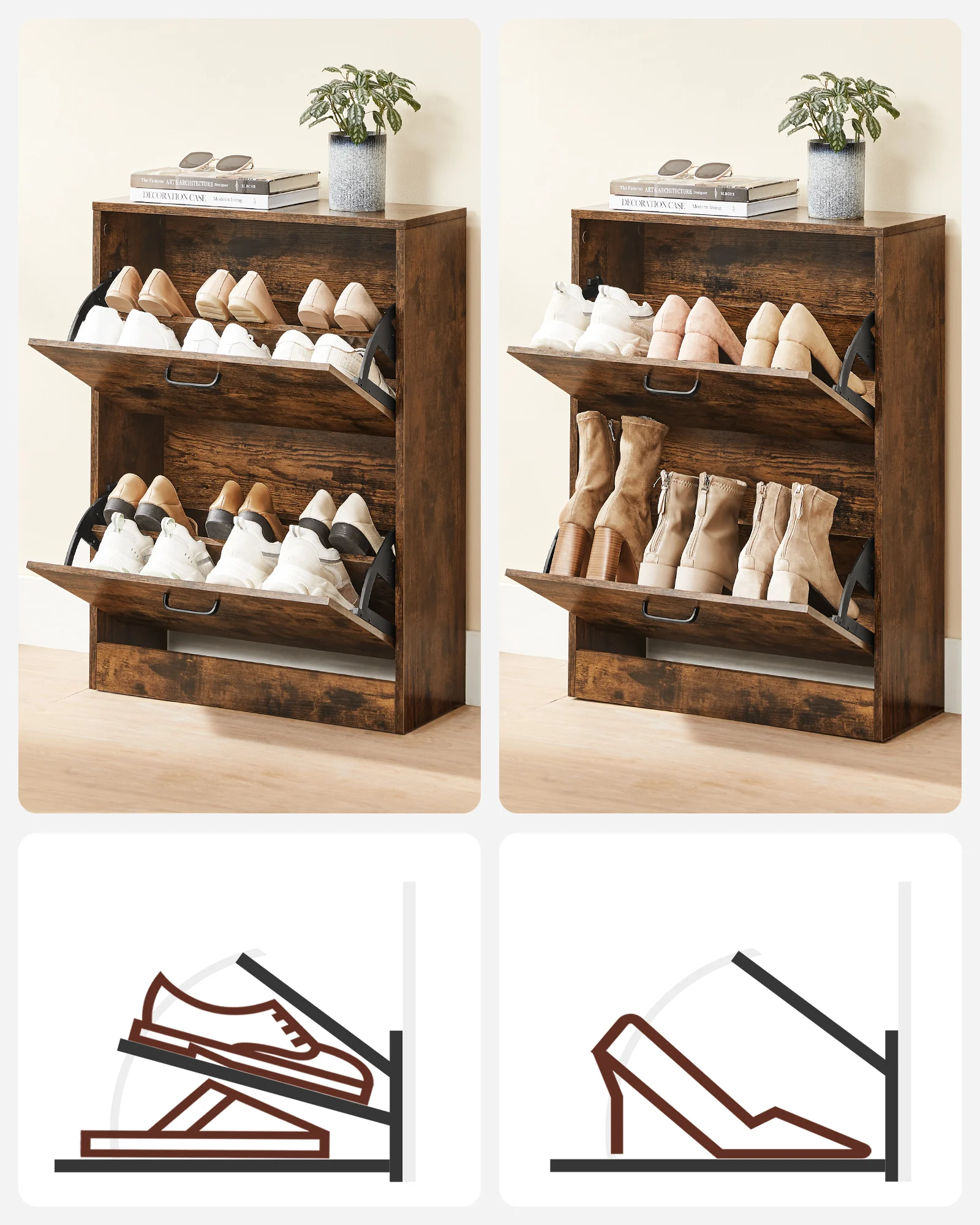 VASAGLE Slim Shoe Cabinet - Stylish Storage for Living Room